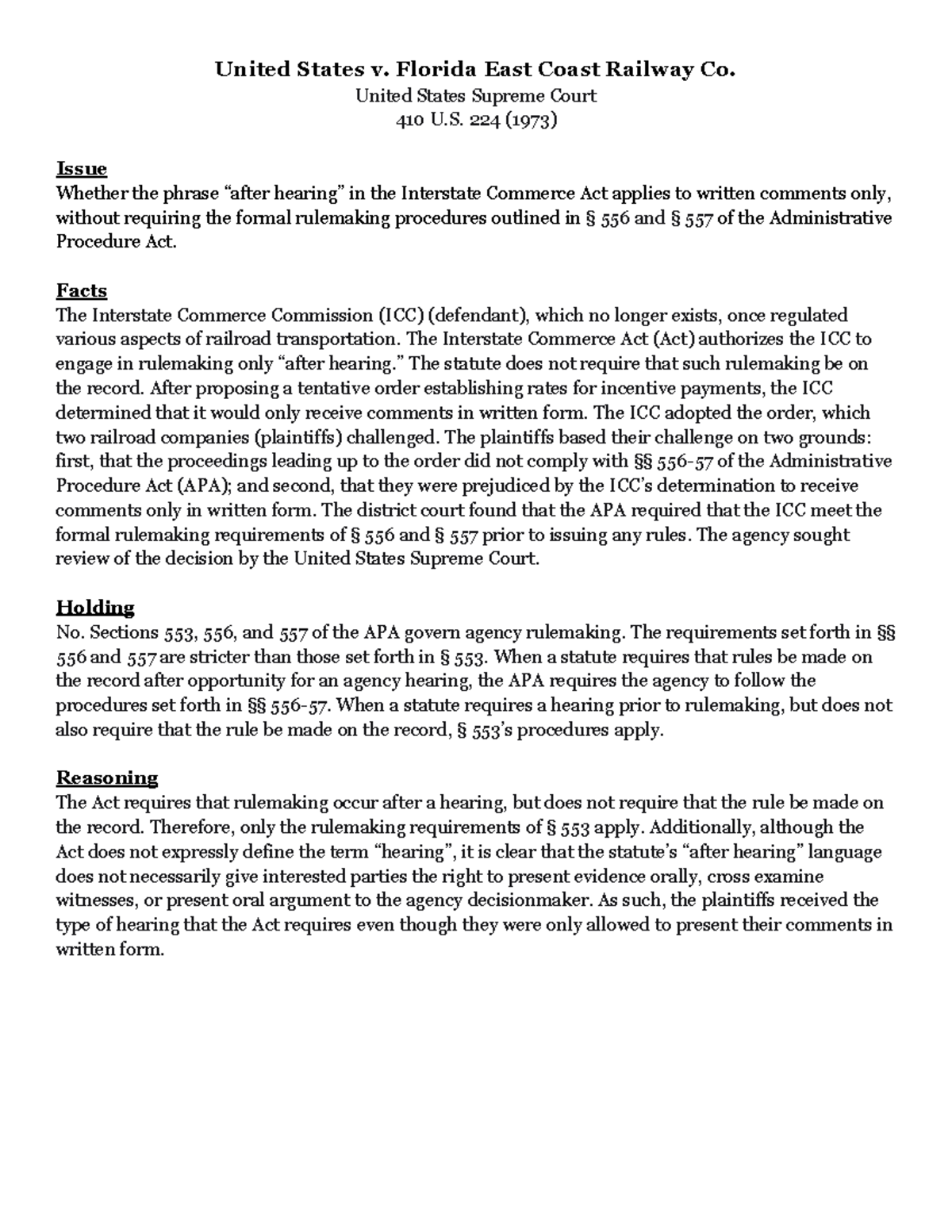 US v. Florida Brief - United States v. Florida East Coast Railway Co ...