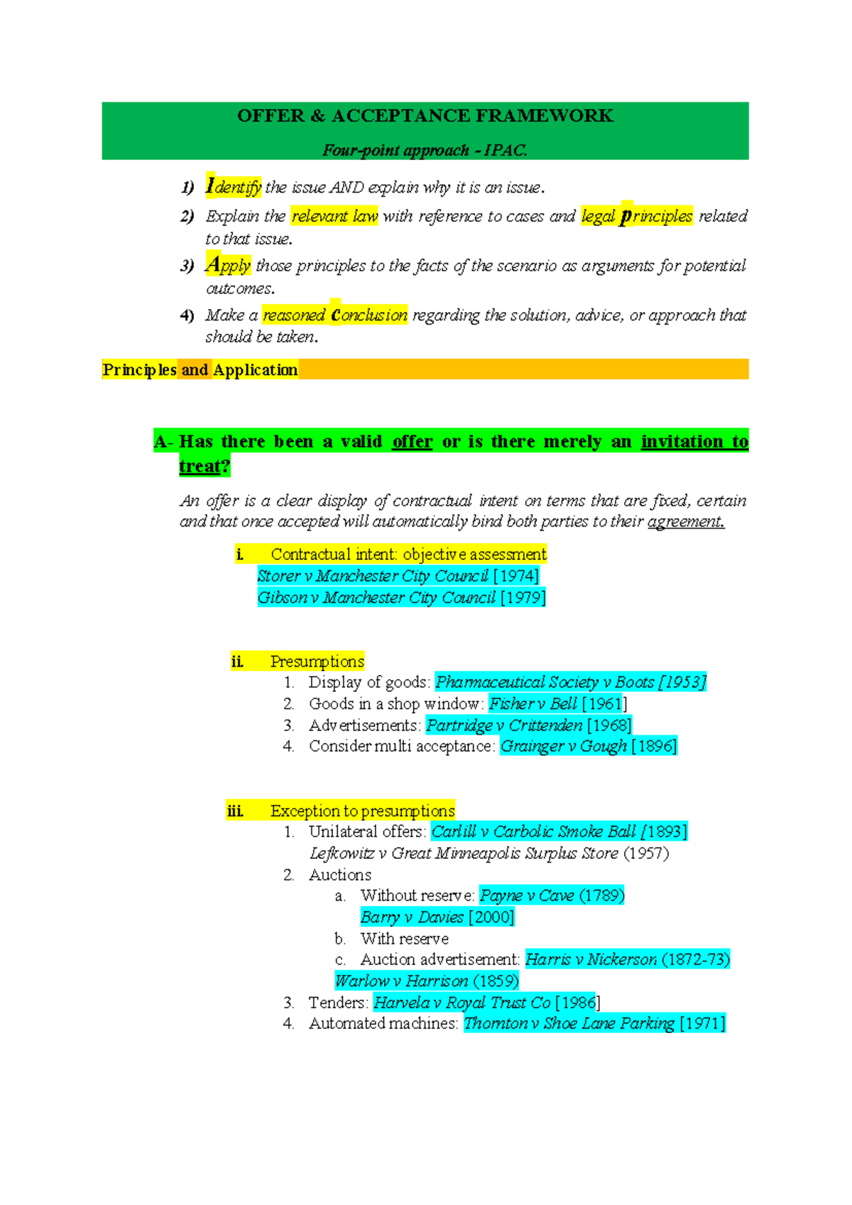 5. Offer and Acceptance Framework SW1 - OFFER & ACCEPTANCE FRAMEWORK ...