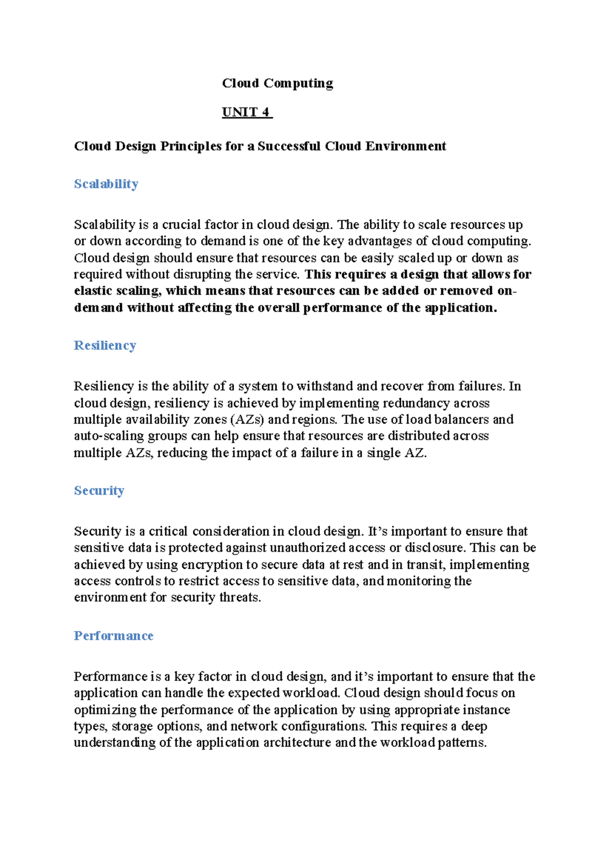CC unit 4 - complete notes - Cloud Computing UNIT 4 Cloud Design ...