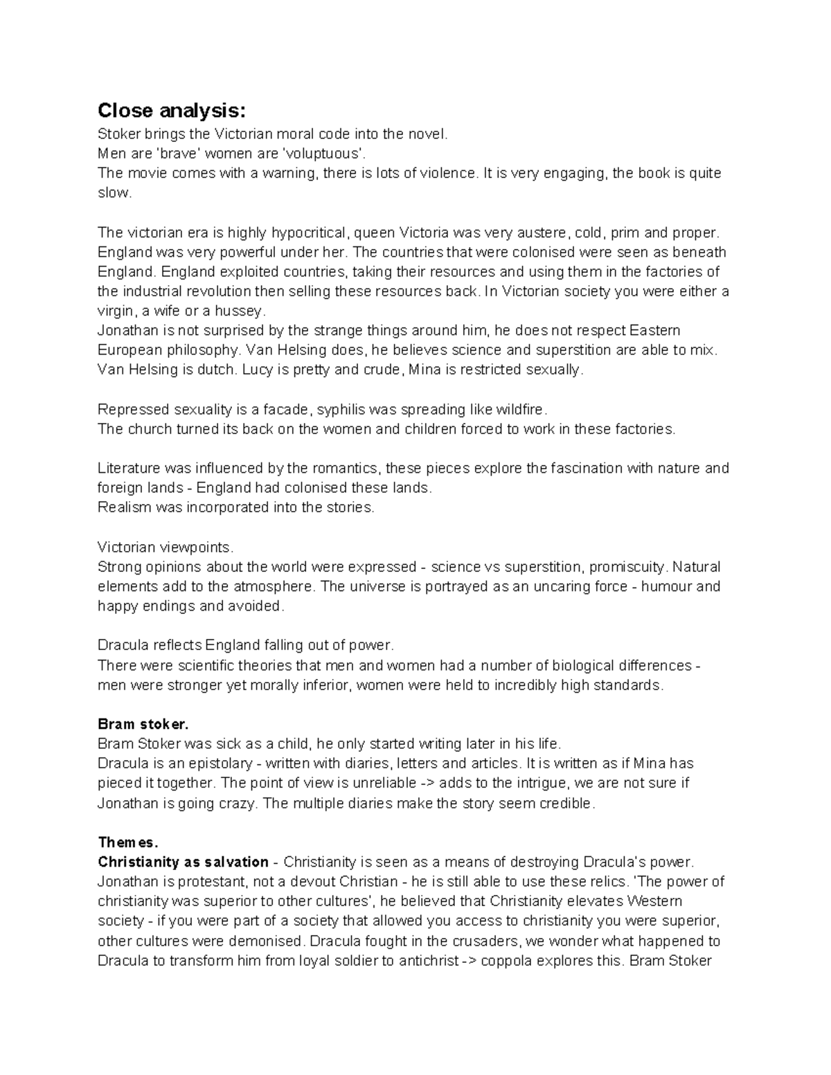 Close analysis Dracula - Close analysis: Stoker brings the Victorian ...