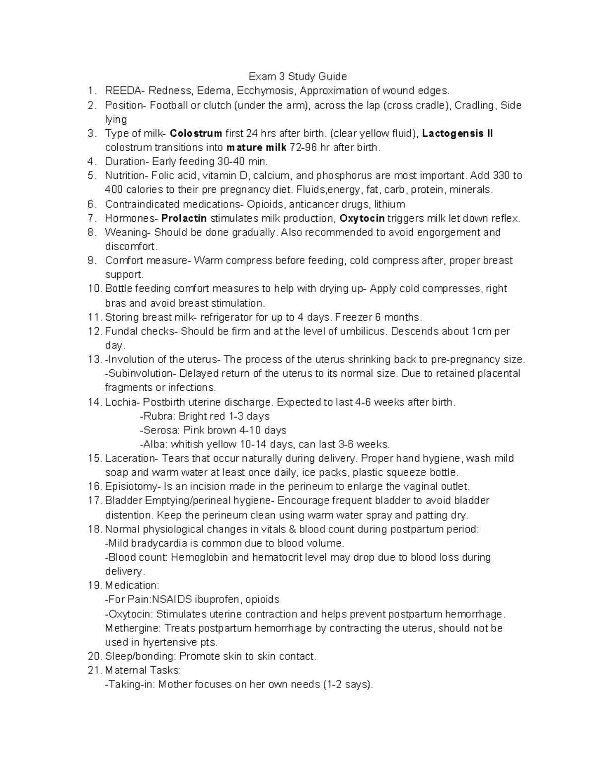 Exam 3 Study Guide - Exam 3 Study Guide REEDA- Redness, Edema ...