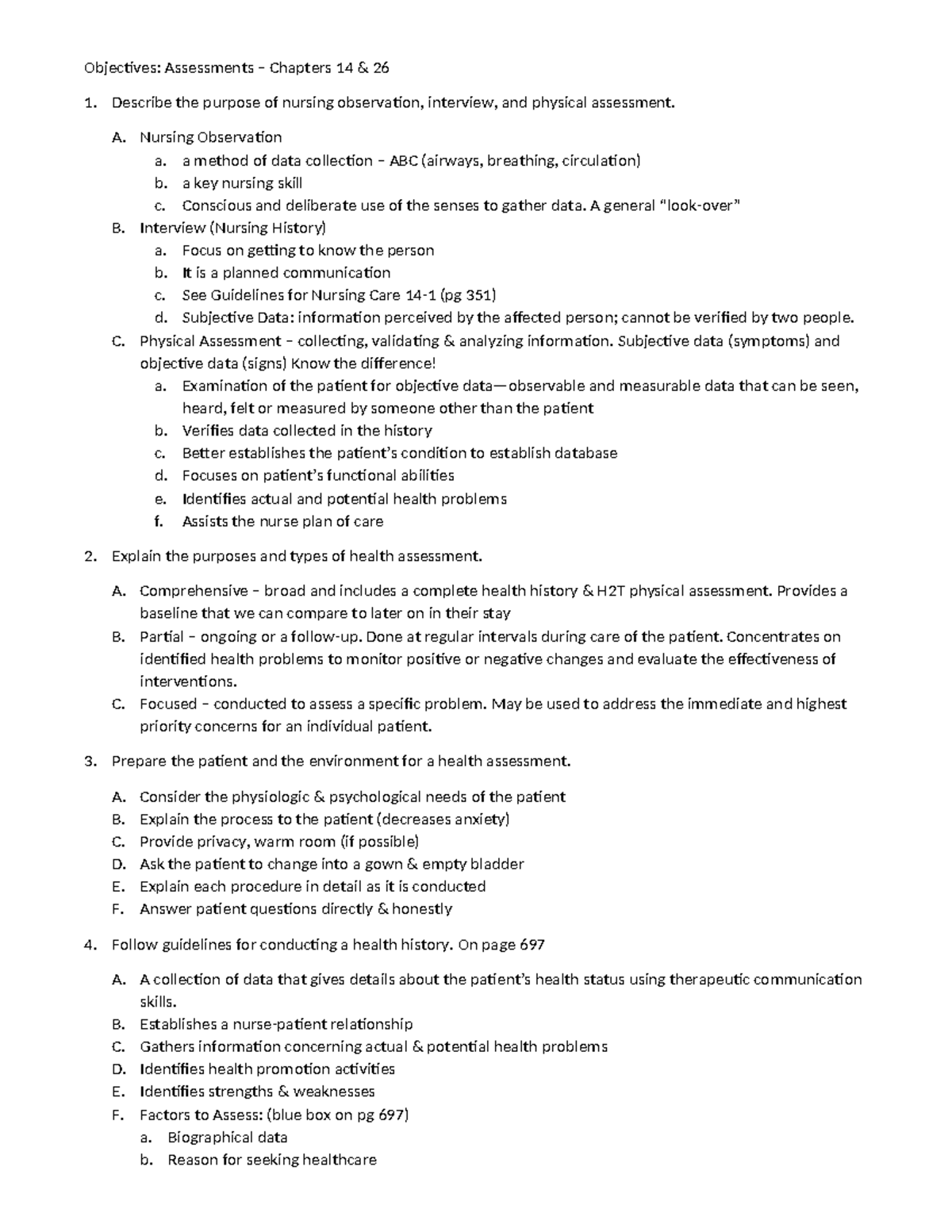 Assessments - Objectives - Ch 14 and 26 - Objectives: Assessments ...
