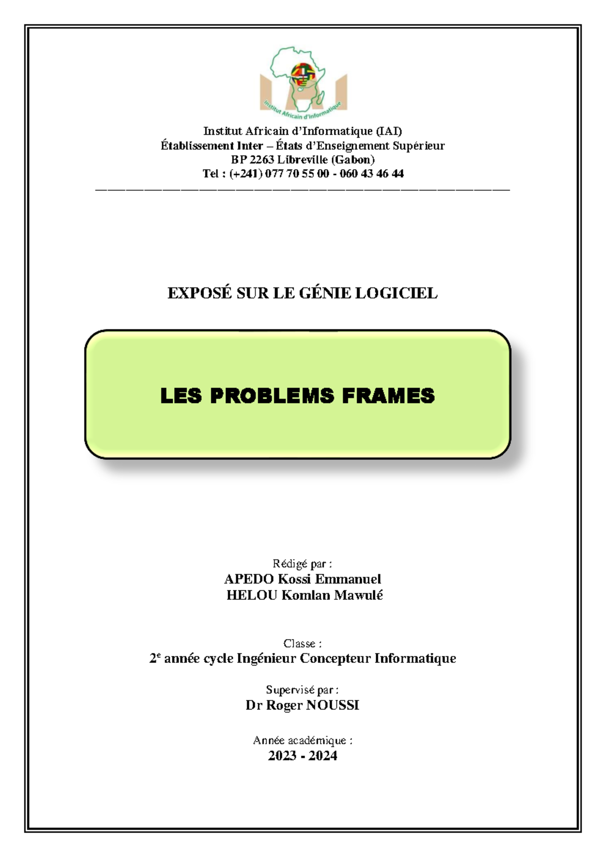 Problem Frames - ____________________________________________________________________ EXPOSÉ SUR ...