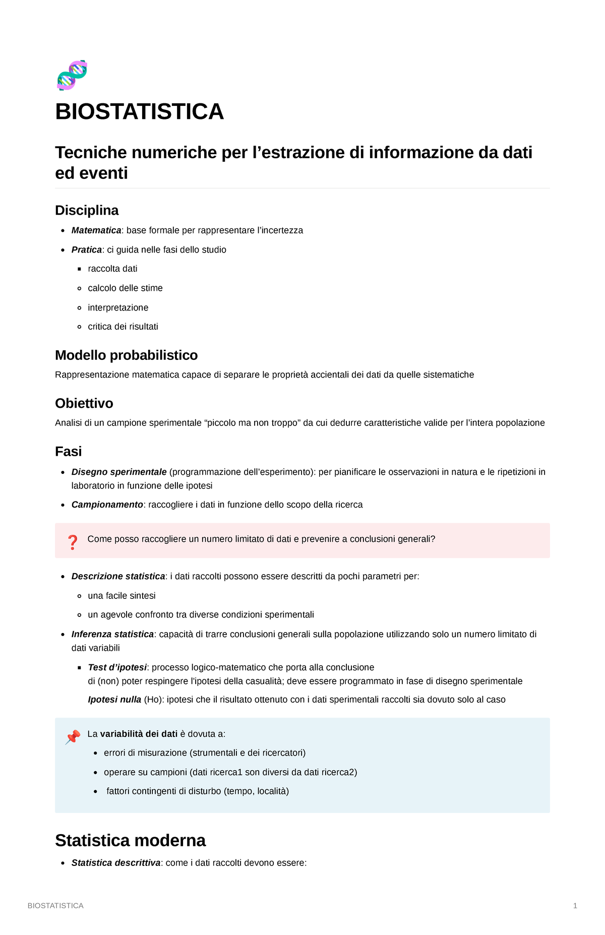 Appunti elaborazione di dati biomedici - BIOSTATISTICA 1 BIOSTATISTICA ...