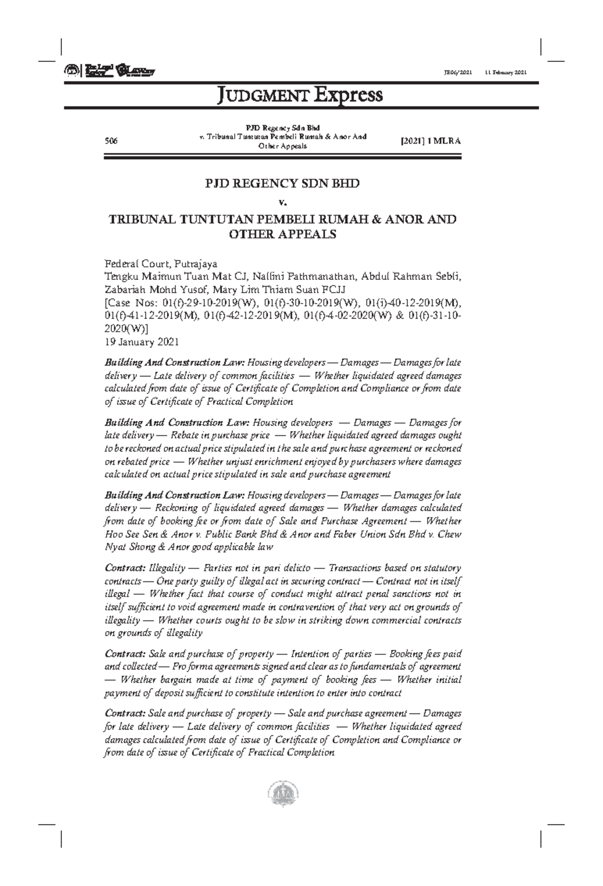 JE 2021 06 copy - research journal on LRA - PJD Regency Sdn Bhd v ...