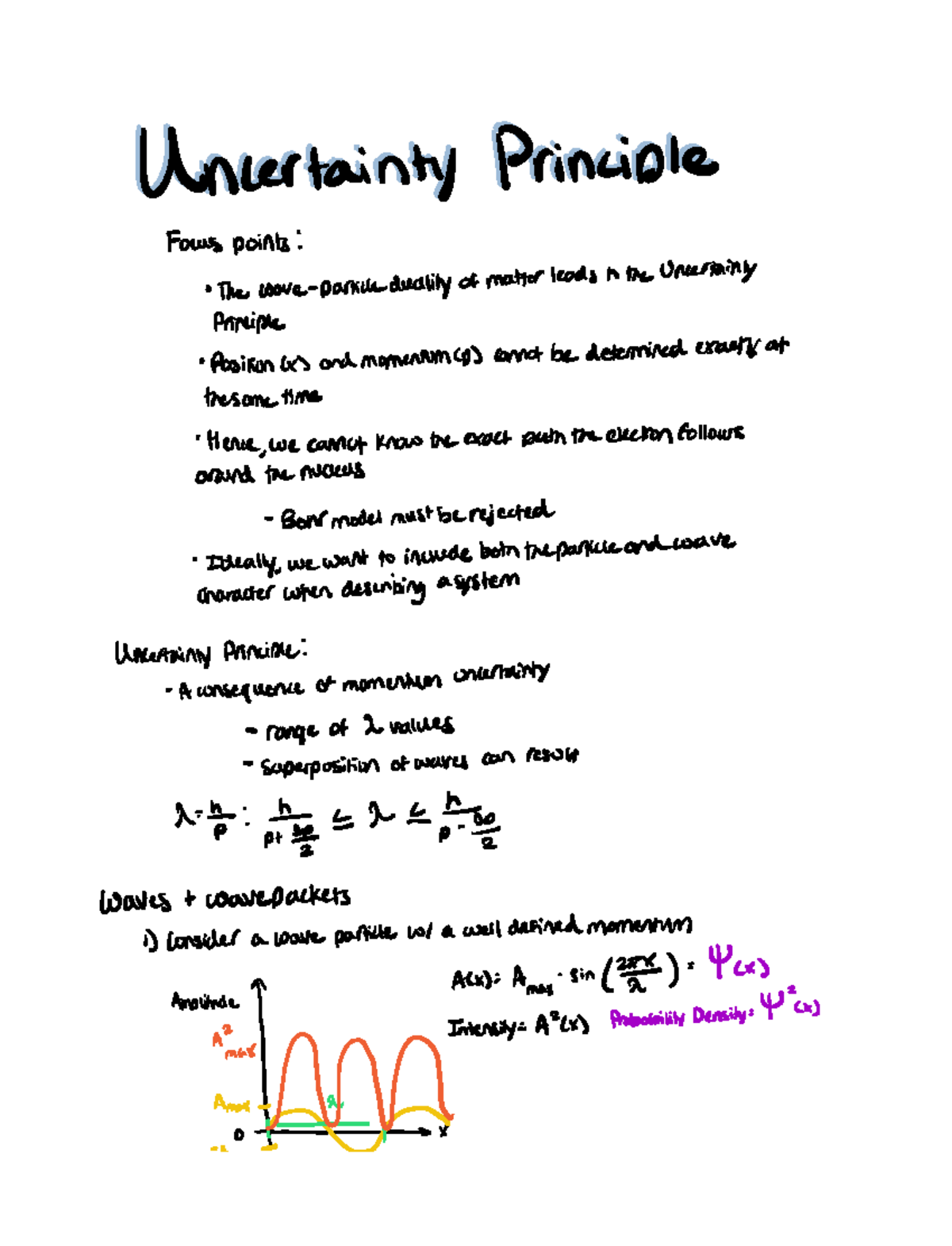 Outline #12 Uncertainty Principle, Obtaining a Picture of the Electron ...