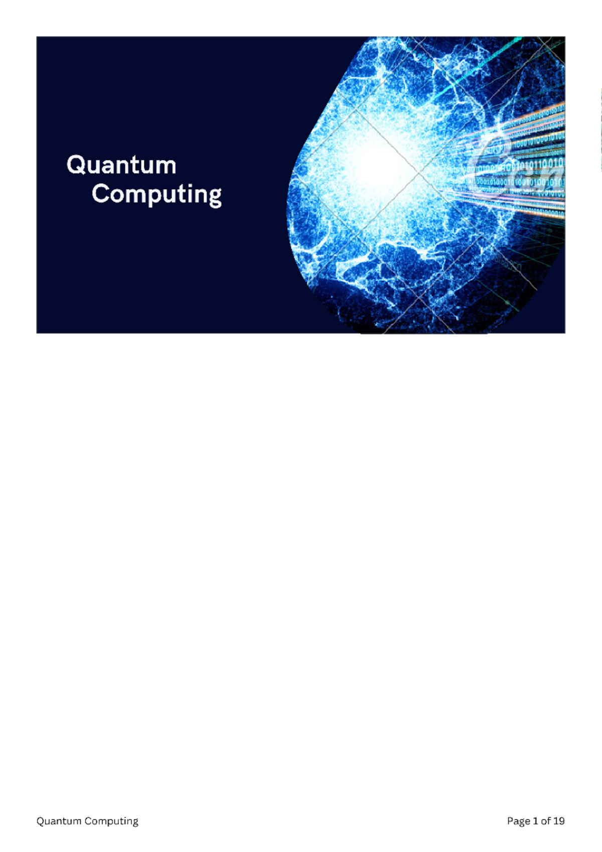 Quantum Computing - unique documents - Quantum 1001010 Computing Quantum Computing Page 1 of 19 ...