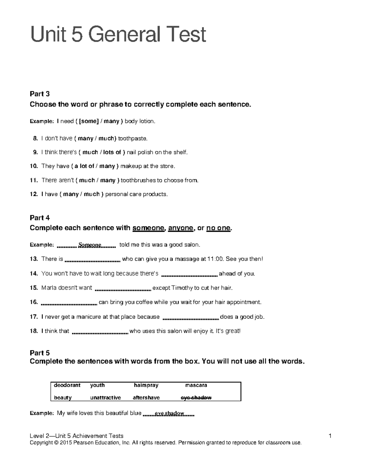 Review Unit 3 - rưefewfwd - Unit 5 General Test Level 2—Unit 5 ...