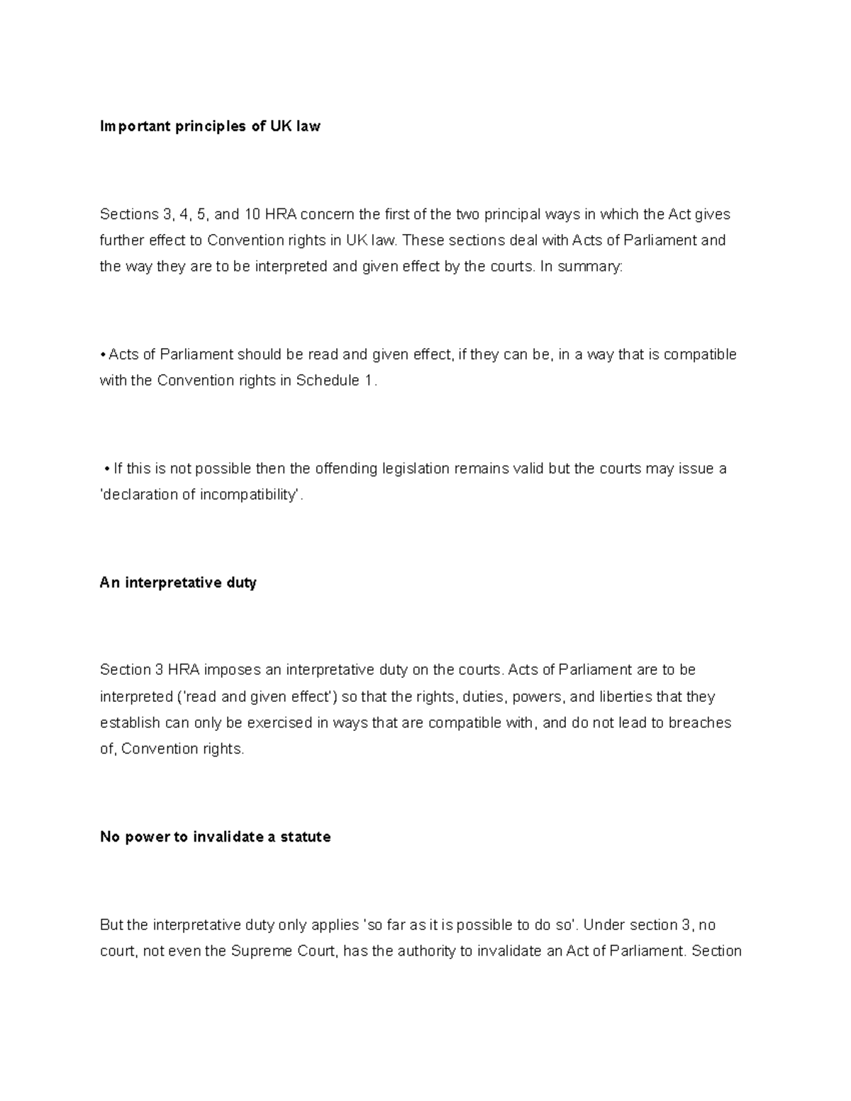 Important principles of UK law - Important principles of UK law ...