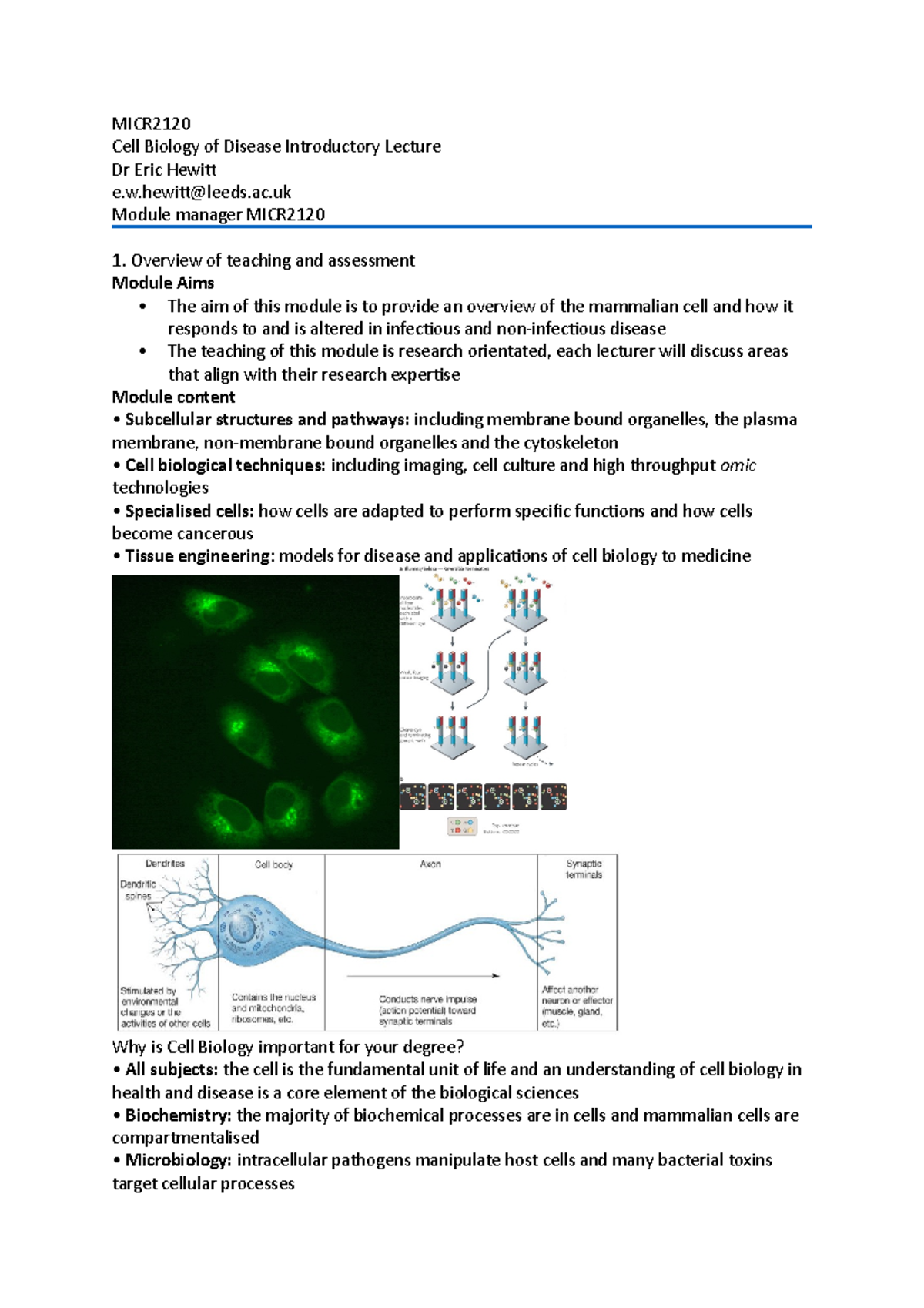 lecture 1 introduction - MICR Cell Biology of Disease Introductory ...