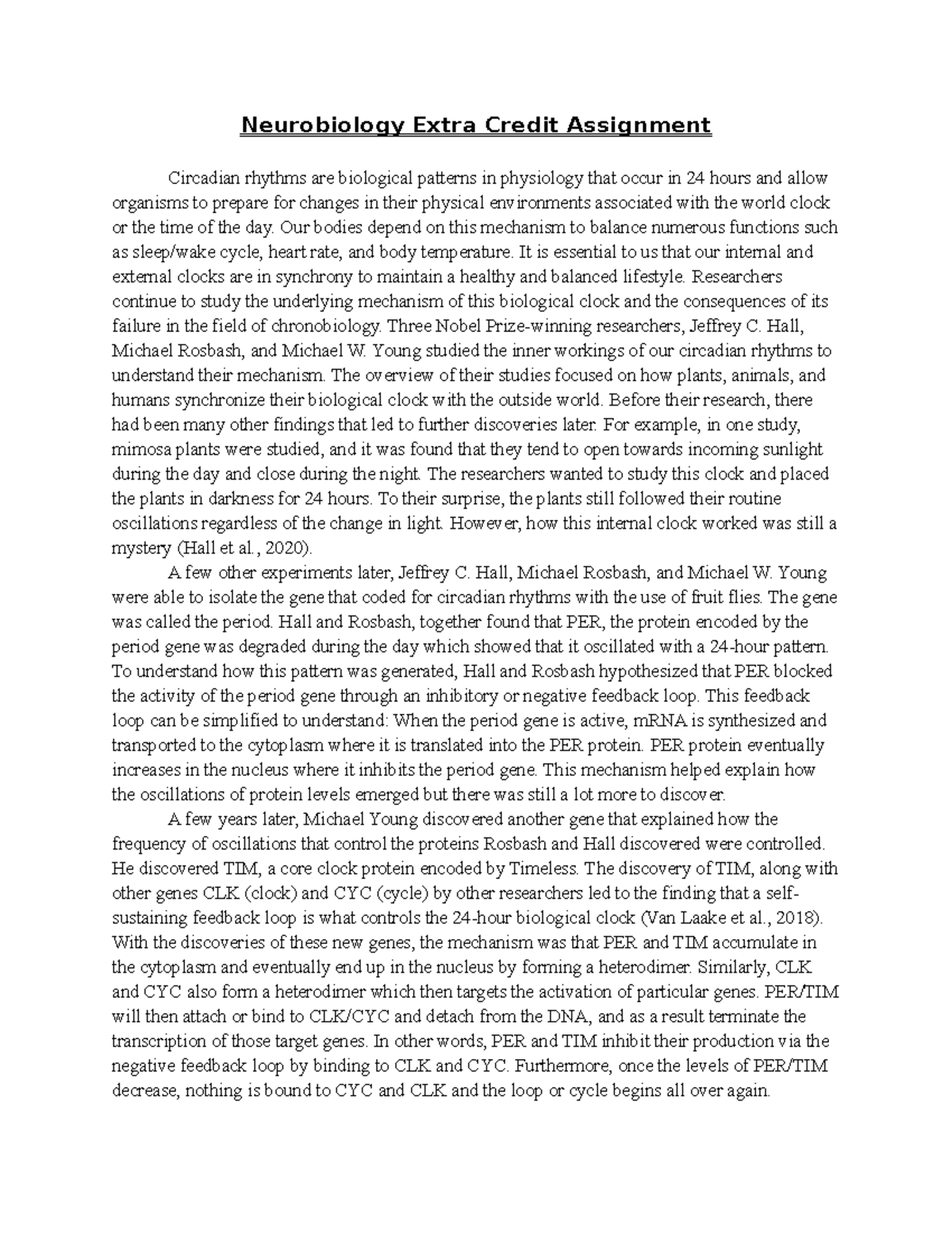 Neurobiology Extra Credit Assignment - Neurobiology Extra Credit ...