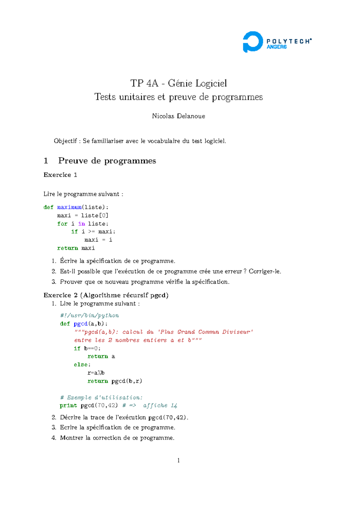 05 - cours - TP 4A - Génie Logiciel Tests unitaires et preuve de ...