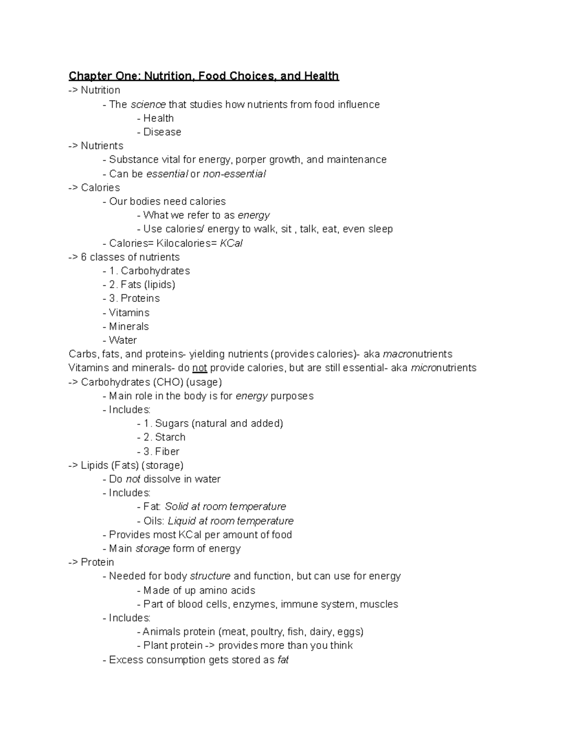 NTS 135 Notes - Chapter One: Nutrition, Food Choices, and Health ...