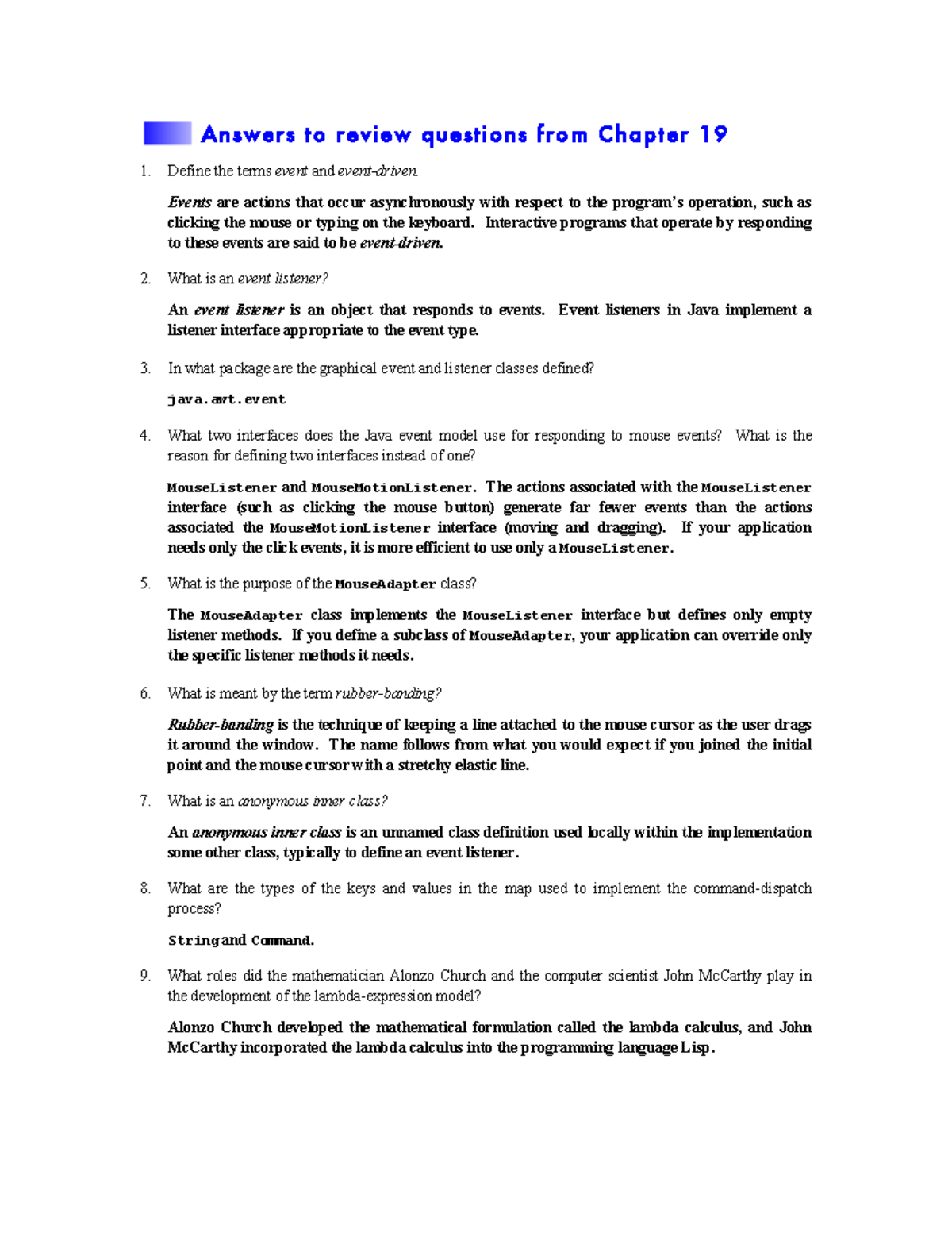 19-Review Answers - Answers to review questions from Chapter 19 1 ...