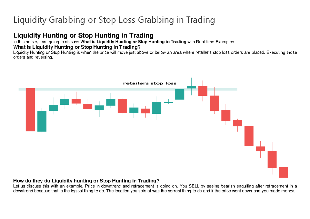 Liquidity Grabbing or Stop Loss Hunting in Trading - Liquidity Grabbing ...