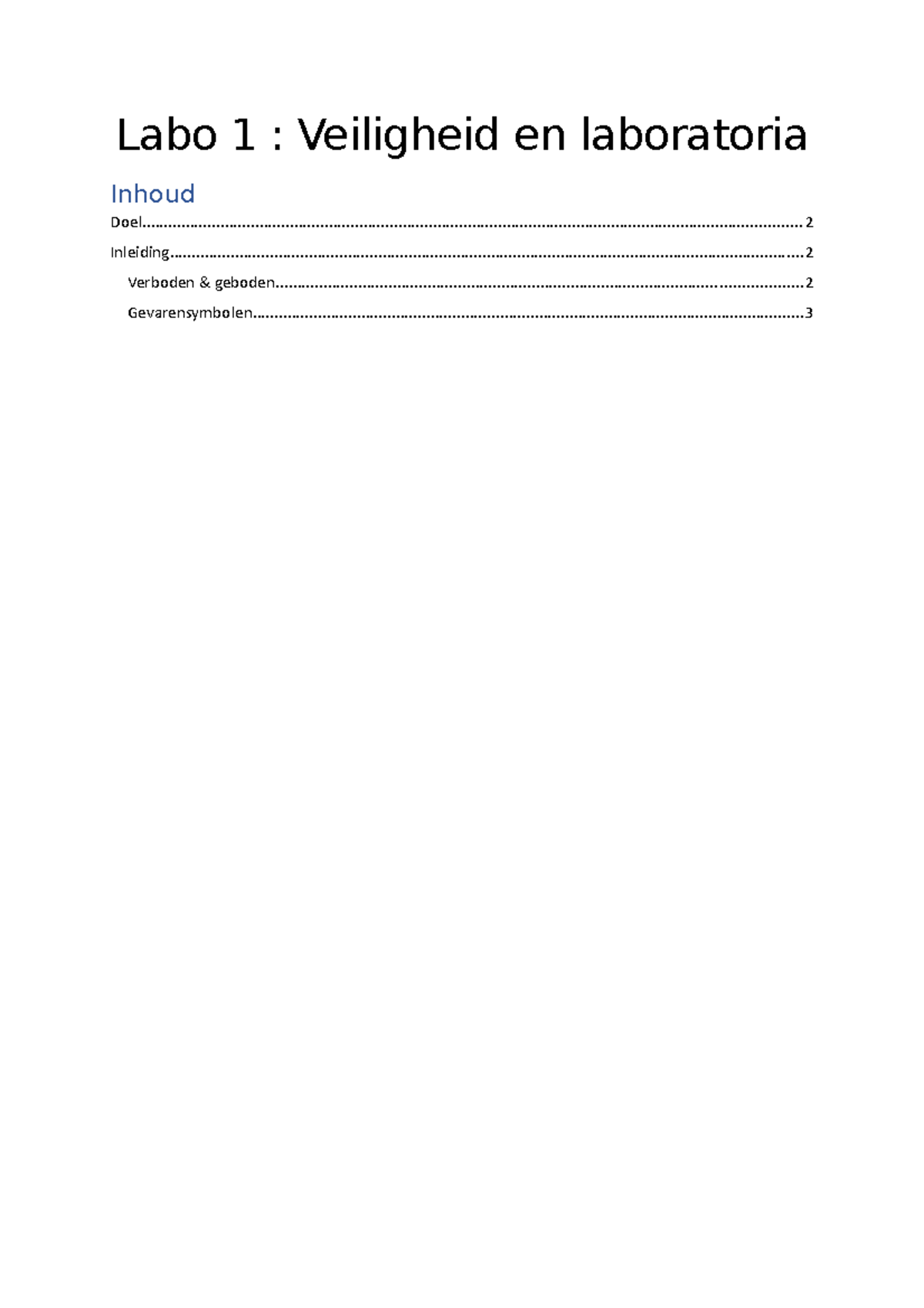 Labo 1 : Veiligheid in laboratoria - Labo 1 : Veiligheid en laboratoria ...