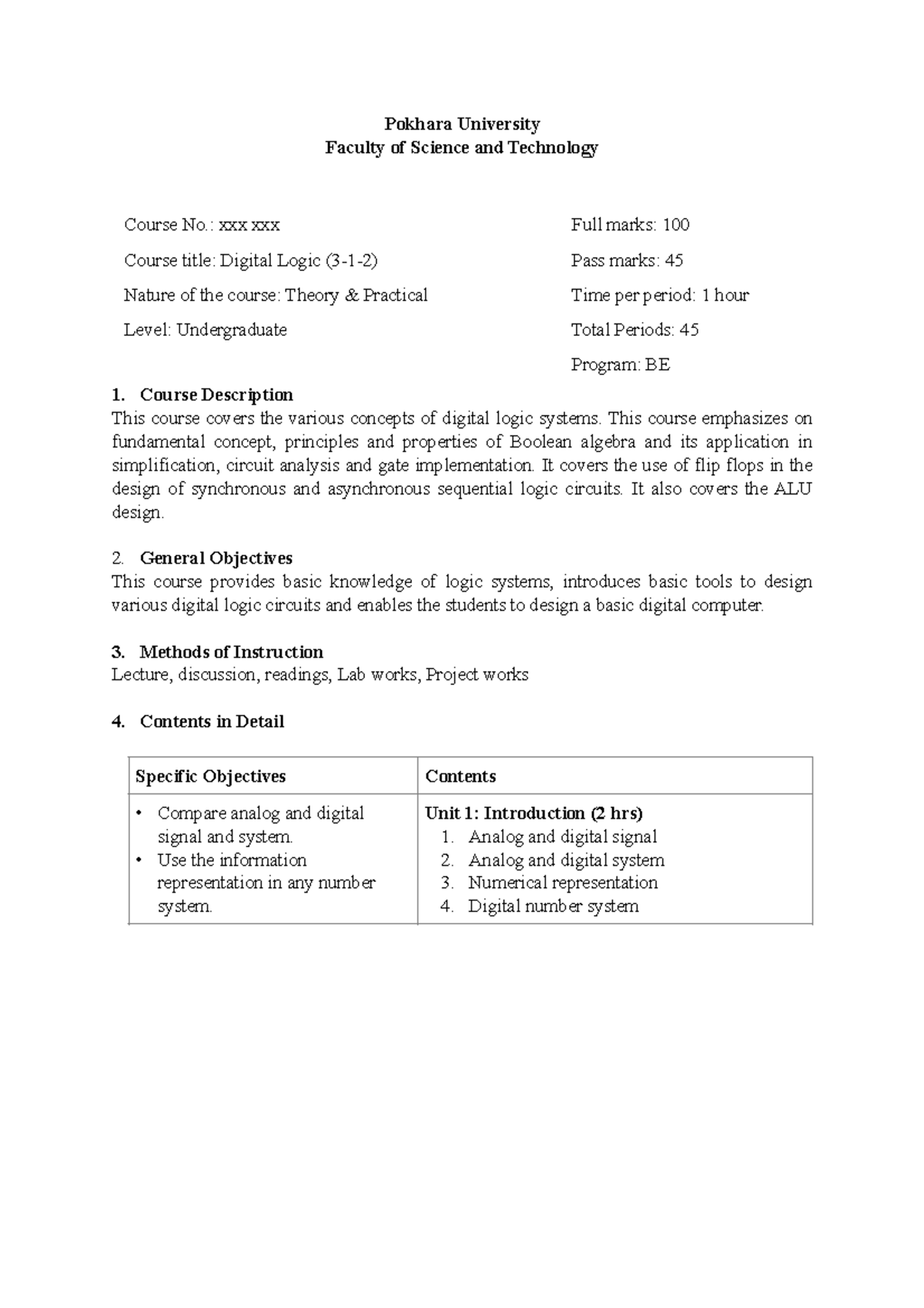 Digital-Logic-1 - Yhhbg - Pokhara University Faculty of Science and ...