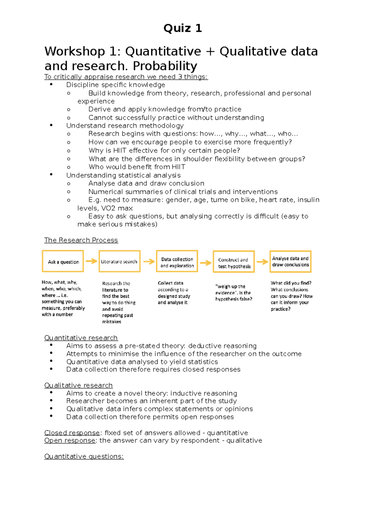 Quiz 1 lecture notes - Workshop 1: Quantitative + Qualitative data and ...