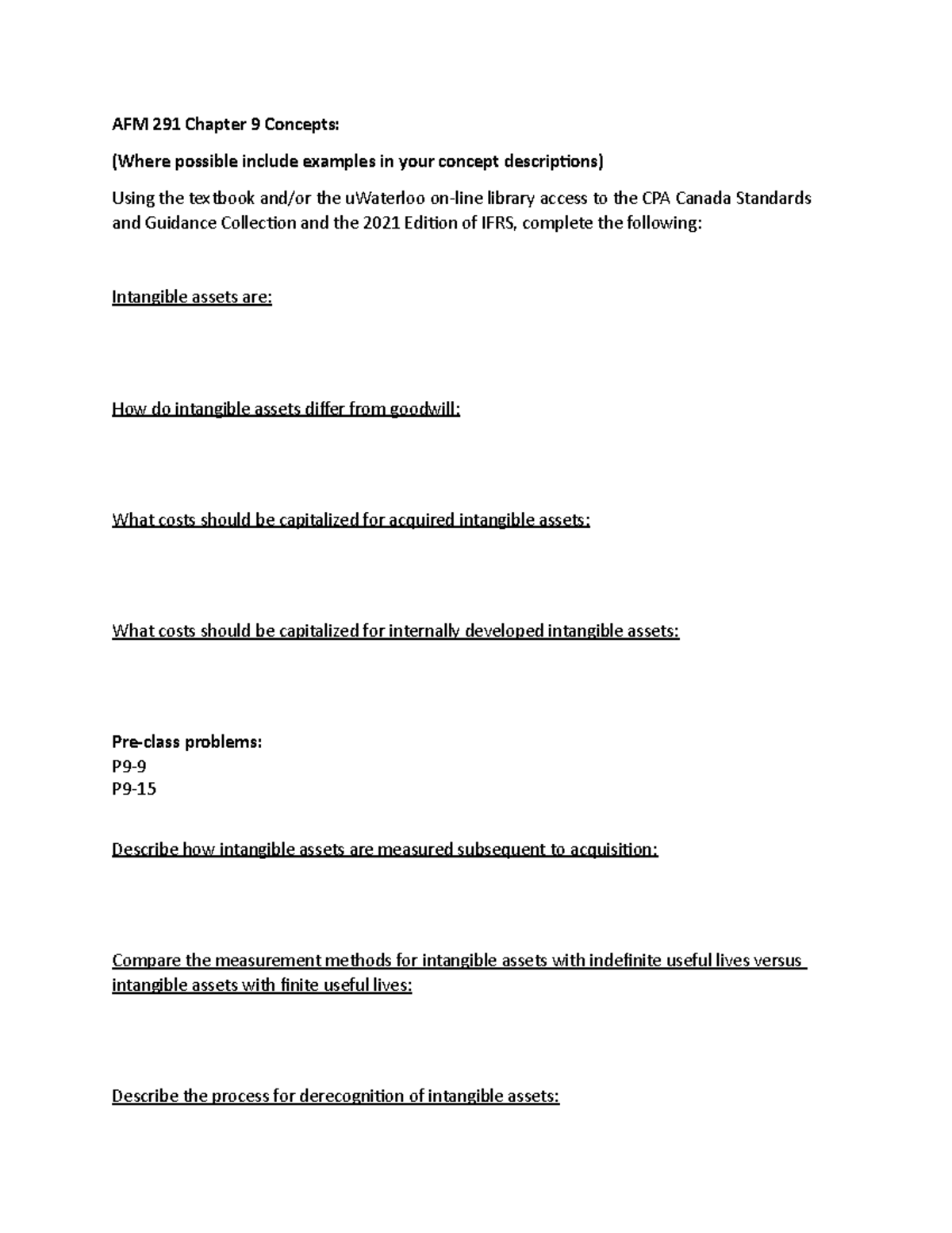 HC101 cha Chapter 9 Note blank template - AFM 291 Chapter 9 Concepts ...
