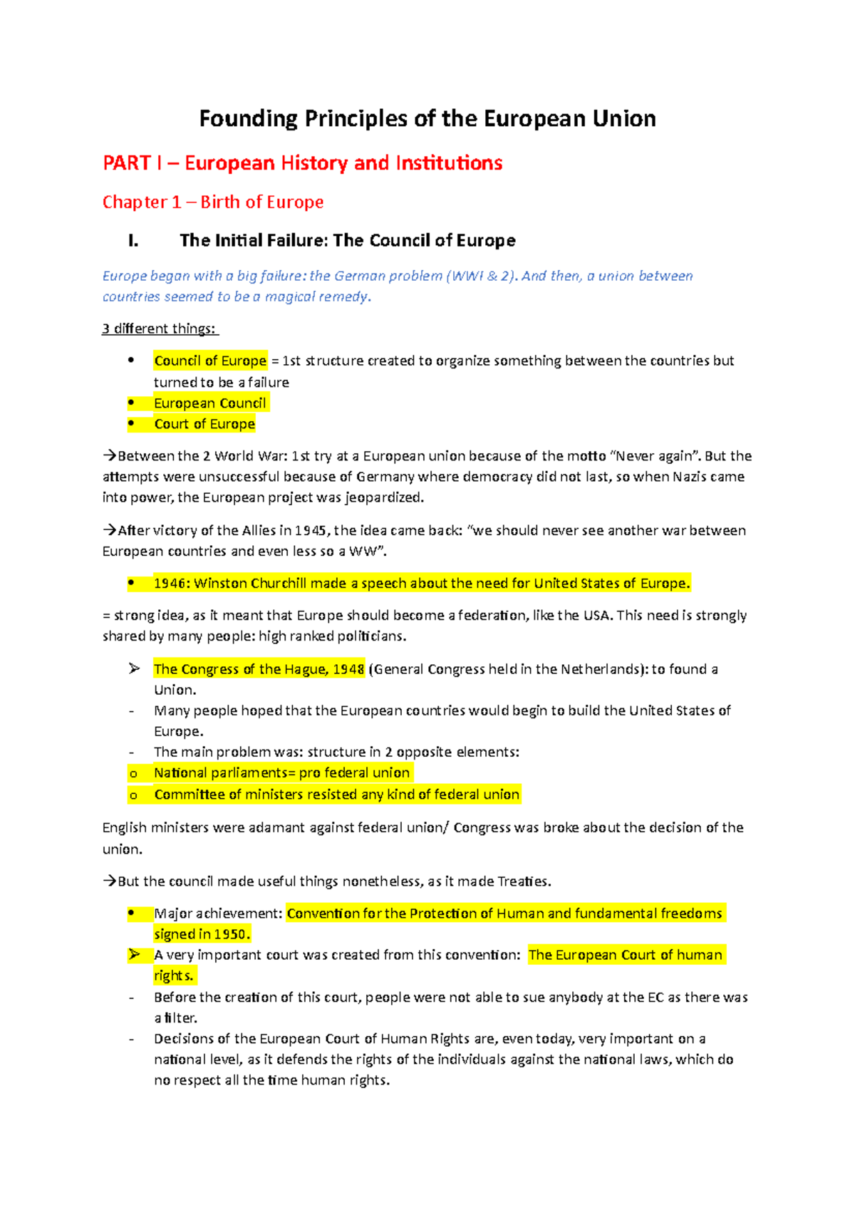 Founding Principles of the European Union - The Initial Failure: The ...