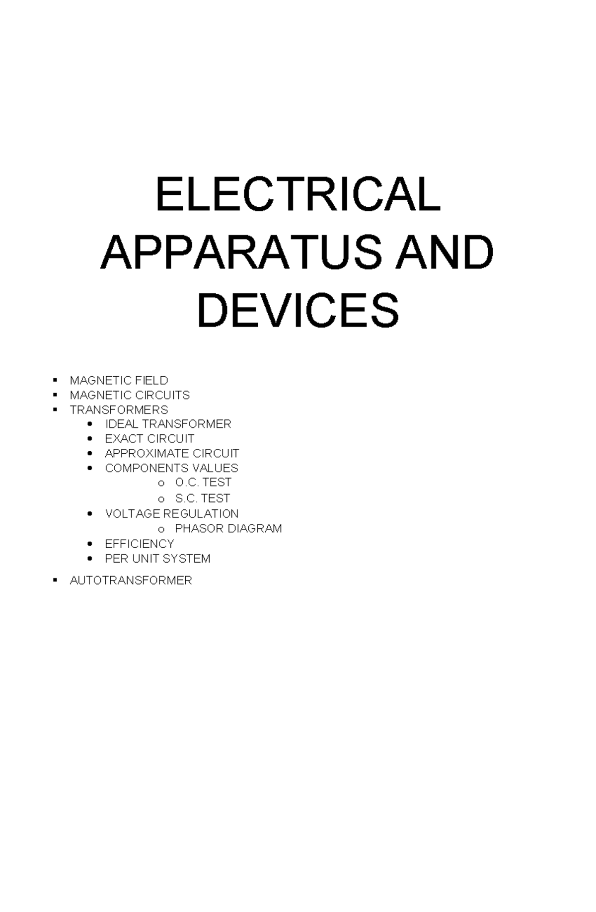 Electrical Apparatus AND Devices - Electrical Engineering - ELECTRICAL ...