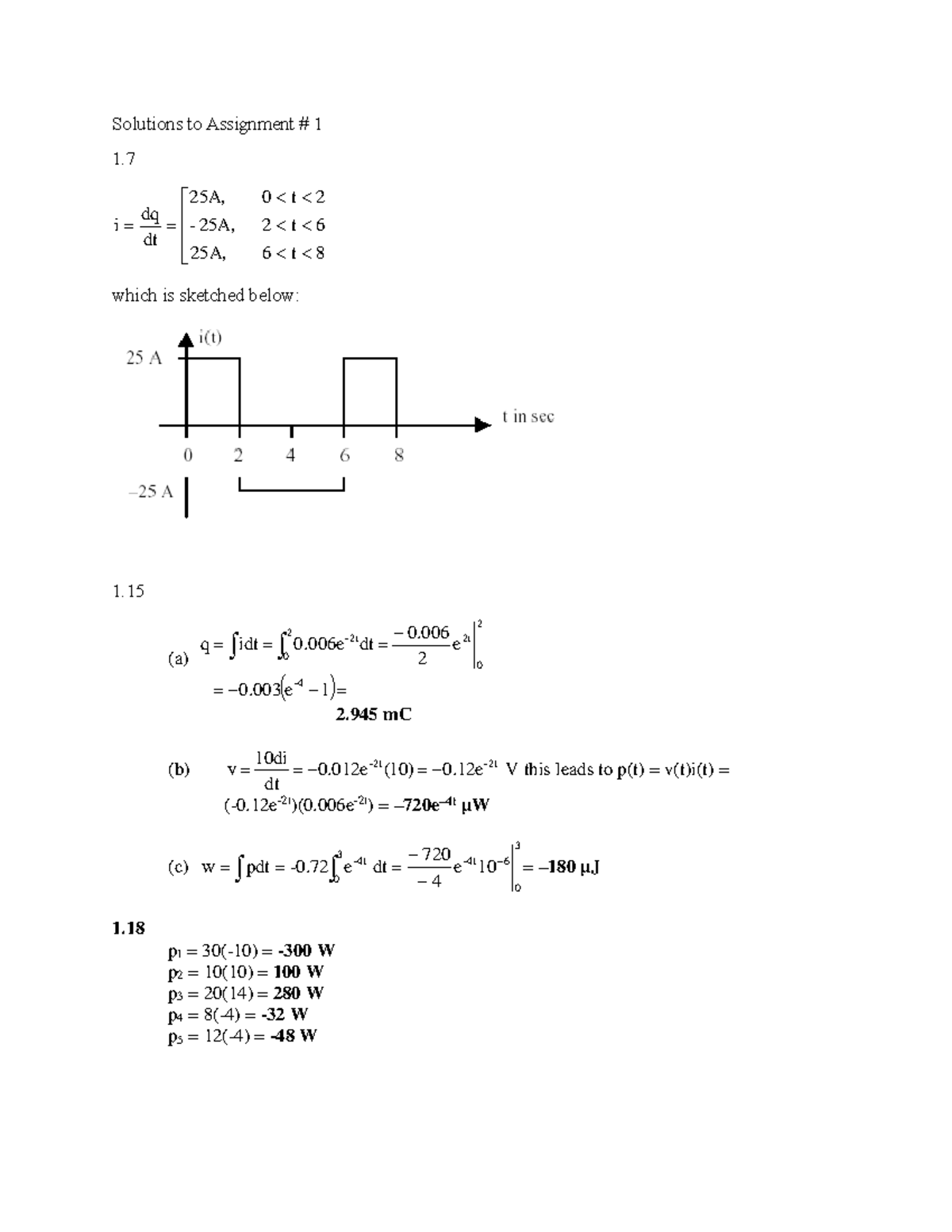 Assignment 1 Sol Solutions To Assignment 1 1 Which Is Sketched