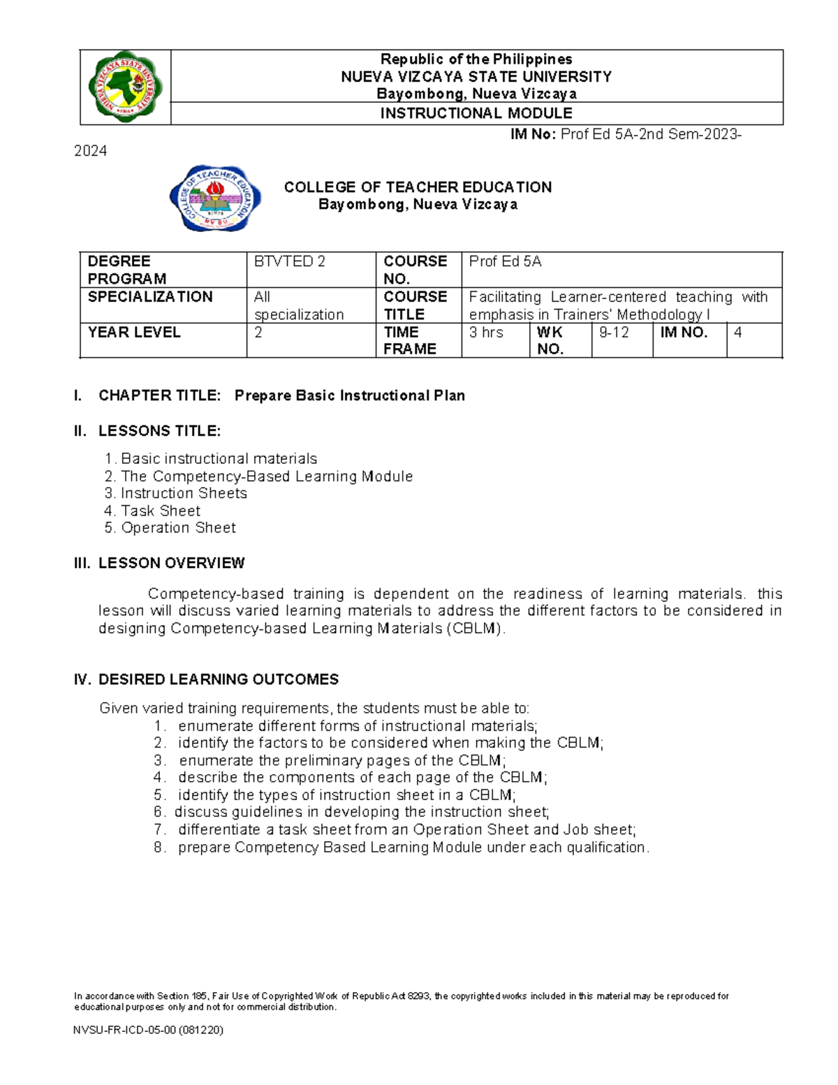 Module 4 Prof Ed 5A - NUEVA VIZCAYA STATE UNIVERSITY Bayombong, Nueva ...