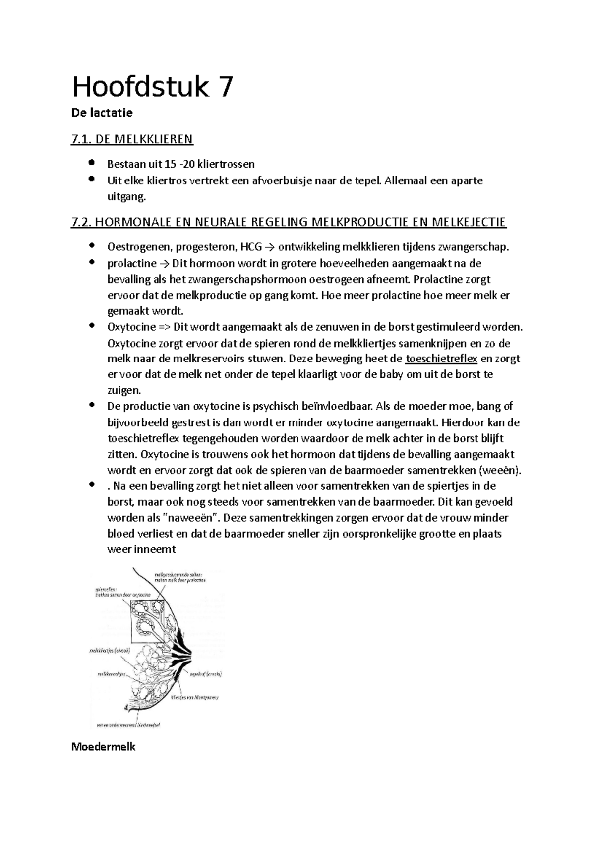 Hoofstuk 7 lactatie - biologie - Hoofdstuk 7 De lactatie 7. DE ...