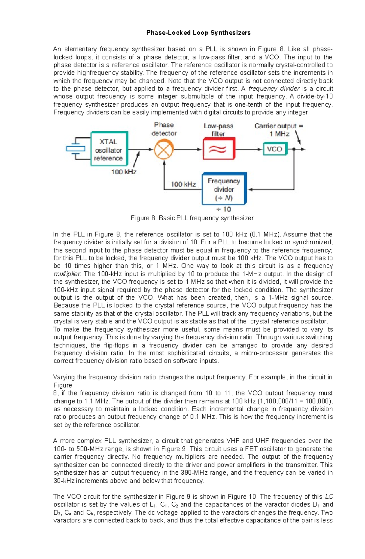 Phase-Locked Loop Synthesizers - Like all phase- locked loops, it ...