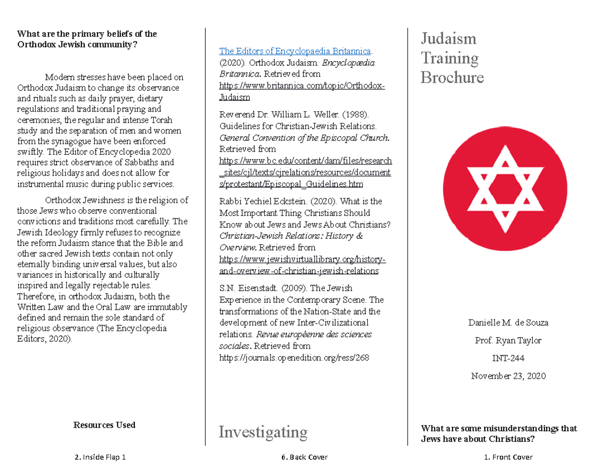 Investigating Judaism Training Brochure - What are the primary beliefs ...