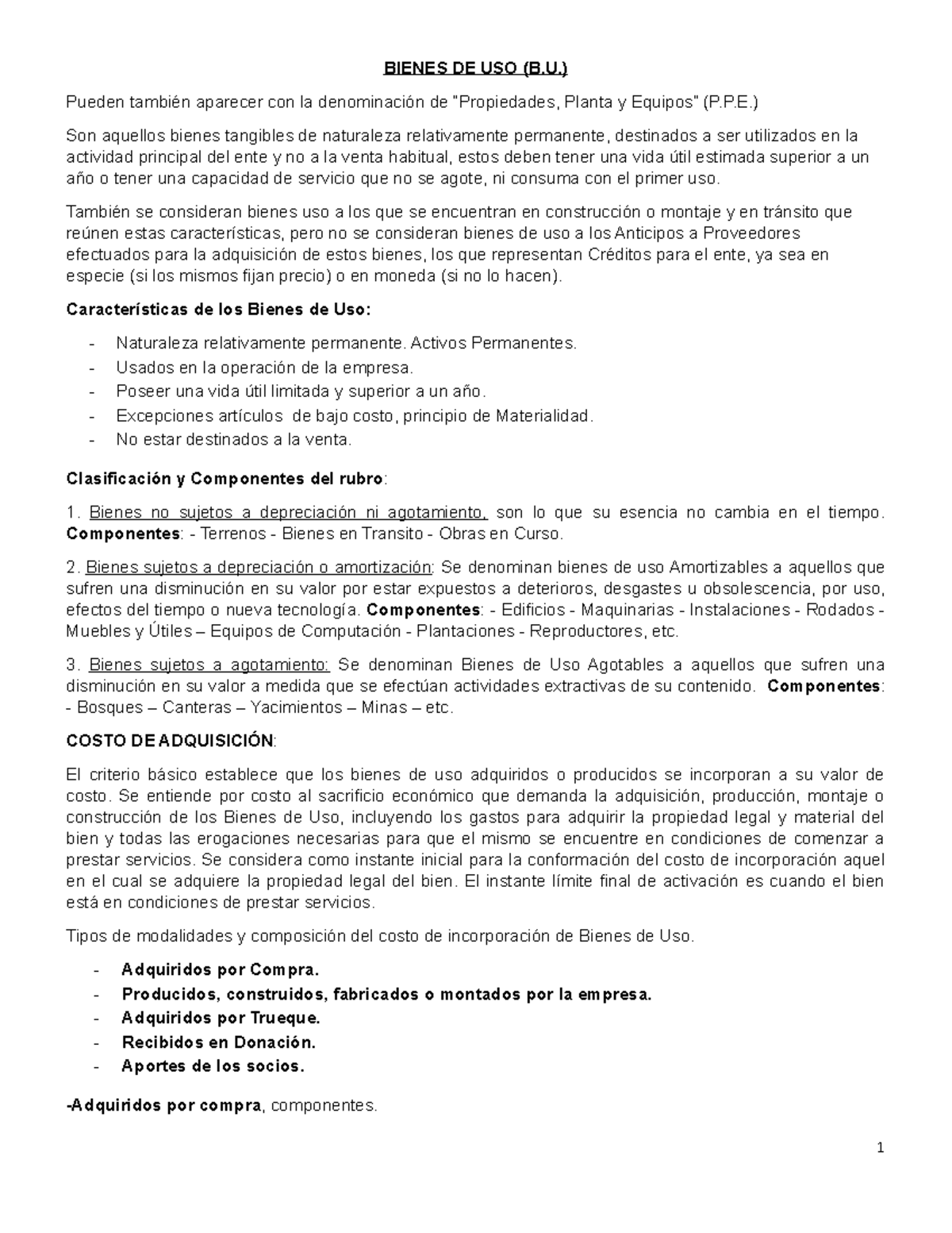 Resumen Contabilidad bienes de uso - BIENES DE USO (B.) Pueden también aparecer con la ...