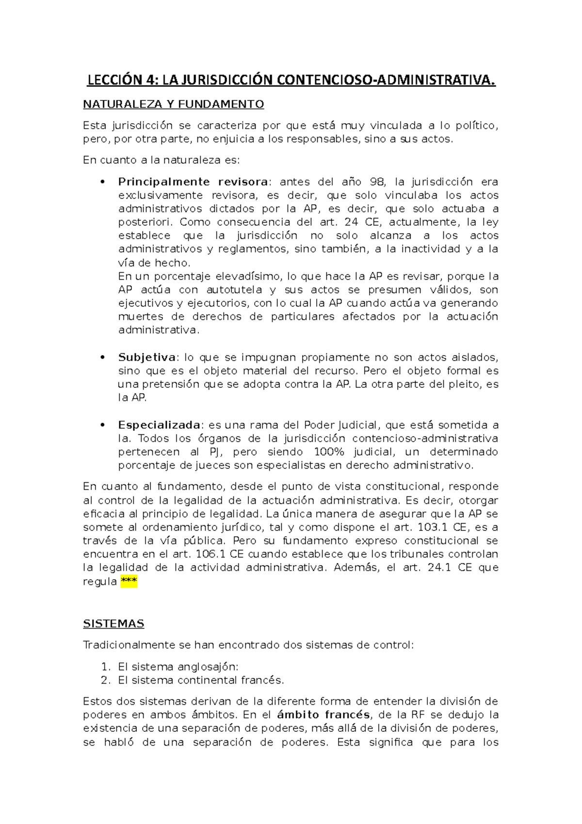Lección 4 (admin) - LECCIÓN 4: LA JURISDICCIÓN CONTENCIOSO-ADMINISTRATIVA. NATURALEZA Y ...