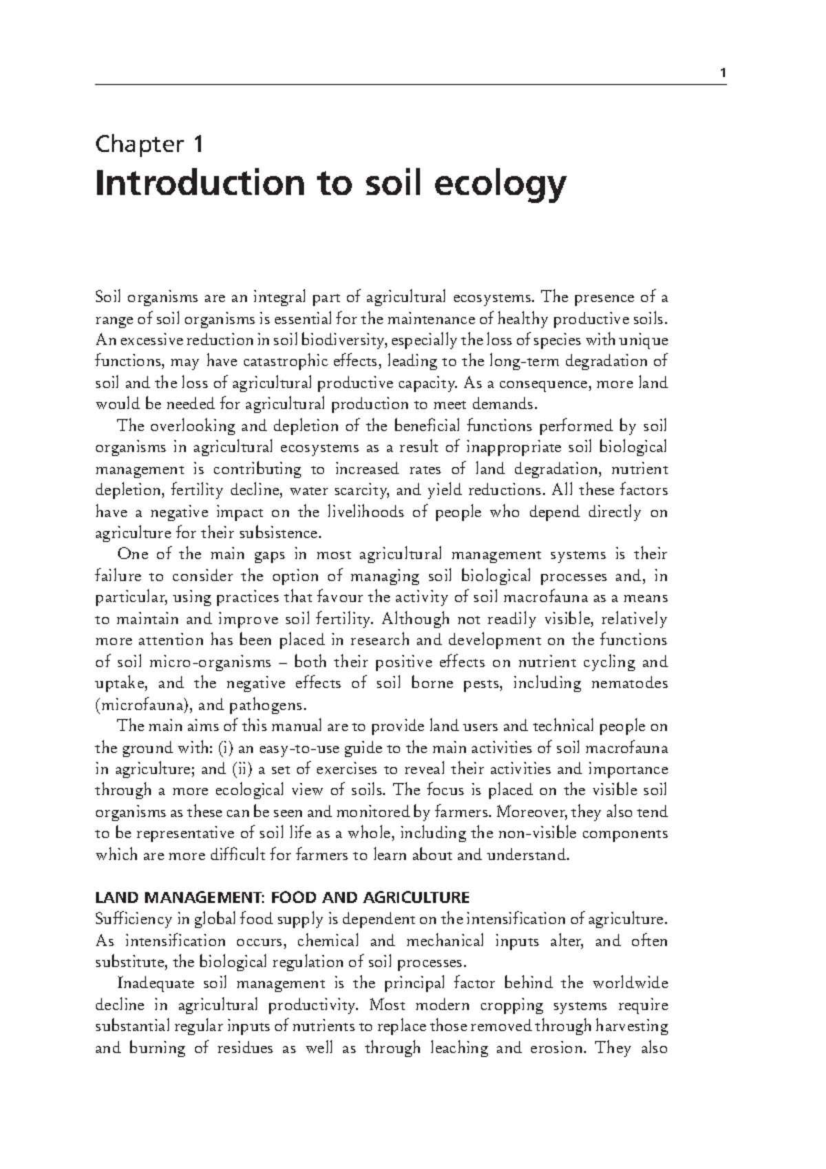 Soil Ecology - 1 Chapter 1 Introduction to soil ecology Soil organisms ...