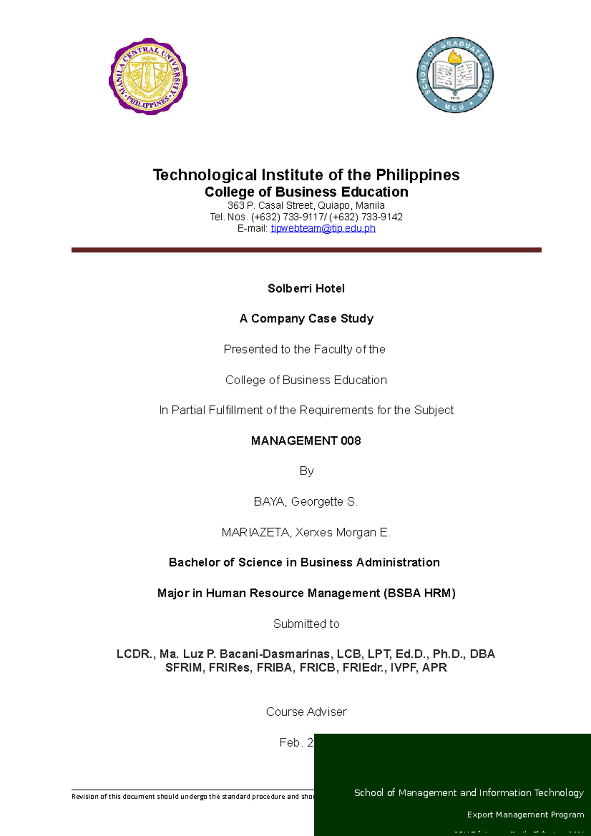PRE-CASE- Study - Technological Institute of the Philippines College of ...