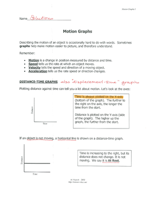 Motion graphs - M. Poarch – 2003 Name___________________________ Motion ...