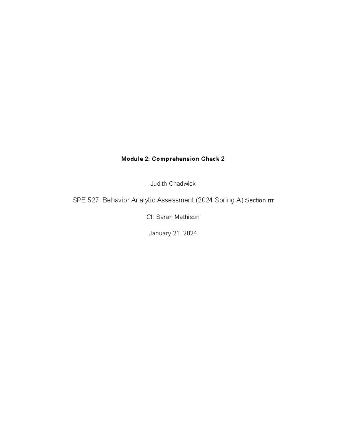 MD2 Comprehension Check 2 - Module 2: Comprehension Check 2 Judith ...