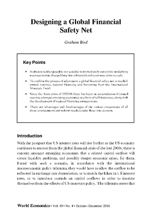 Designing a Global Financial Safety Net, World Economics - Designing a ...