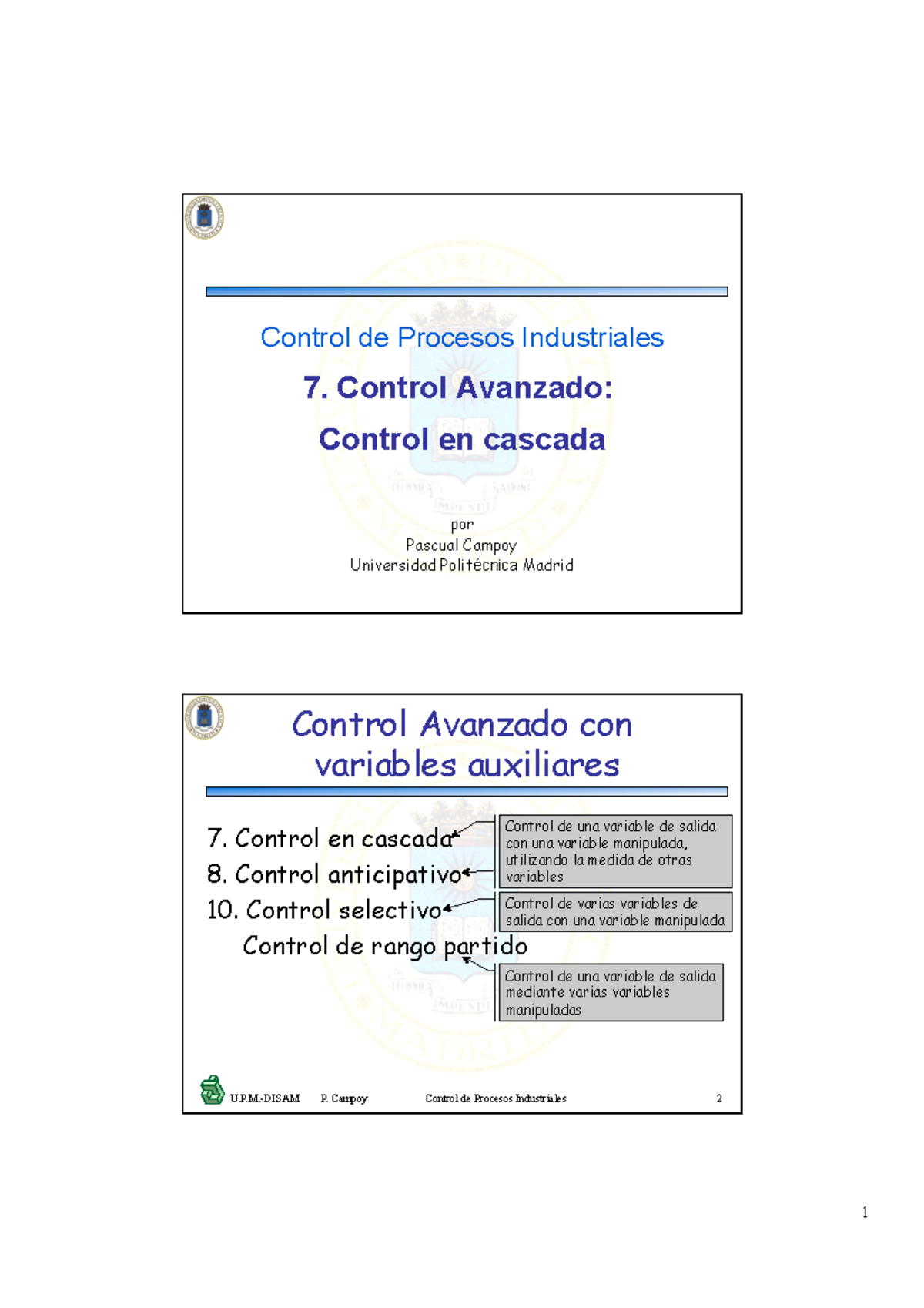 7 control cascada - Tesis - Control de Procesos Industriales 7. Control ...