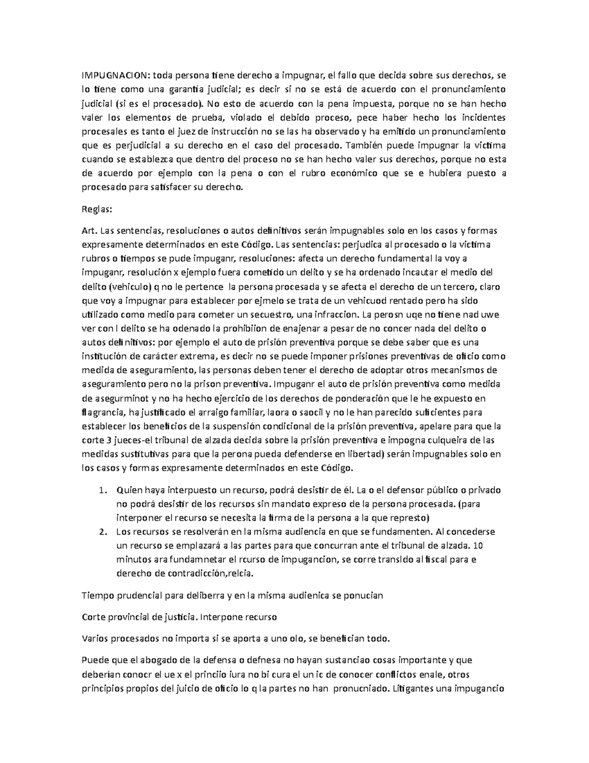 Impugnacion - IMPUGNACION: toda persona iene derecho a impugnar, el ...