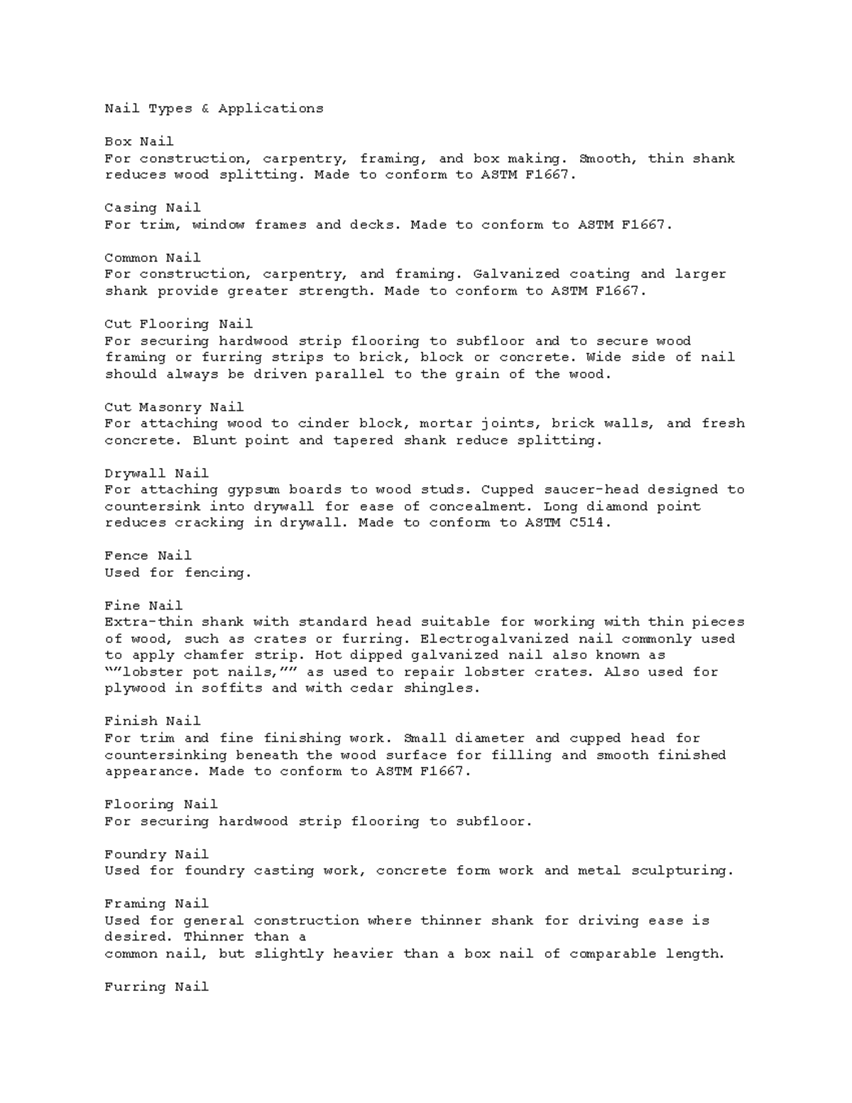 Nail Types and Applications - Nail Types & Applications Box Nail For ...