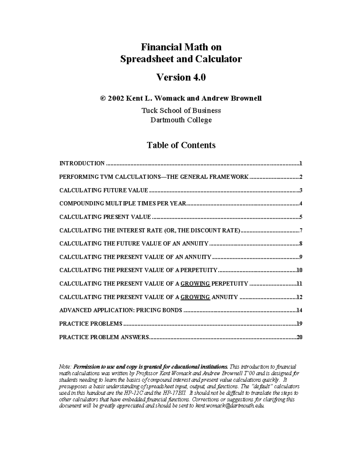 Fin Math V4 - Lecture notes 4-7 - Financial Math on Spreadsheet and ...