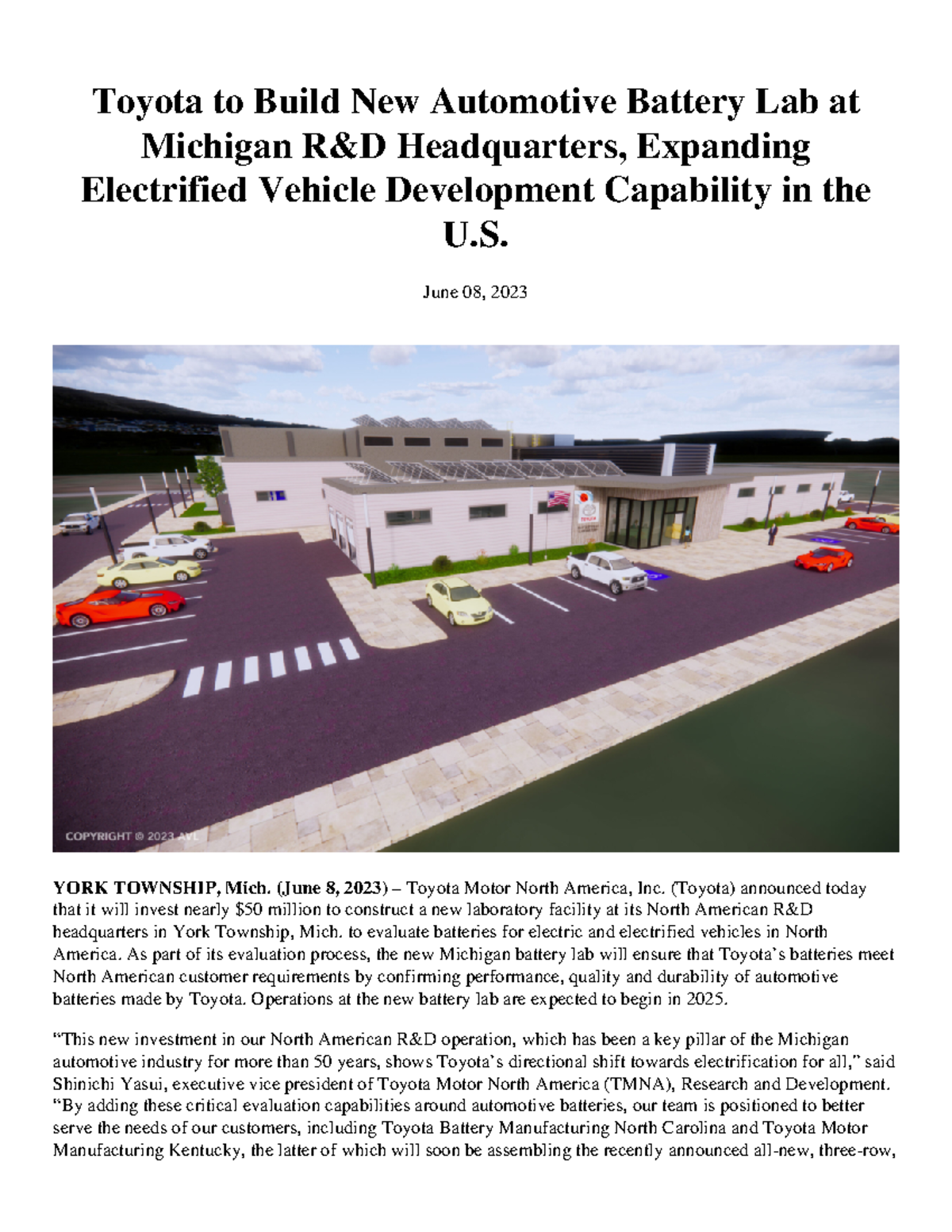 Toyota to Build New Automotive Battery Lab at Michigan R&D Headquarters ...