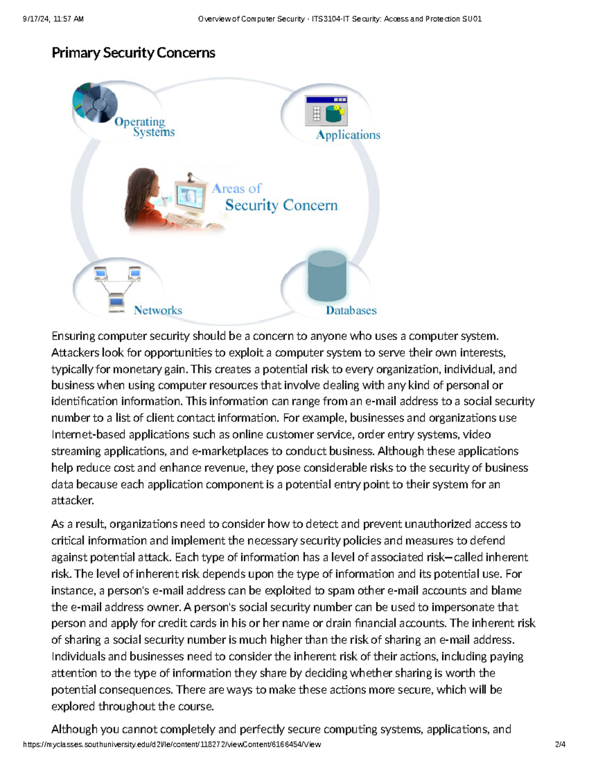 Overview of Computer Security - ITS3104-IT Security Access and ...