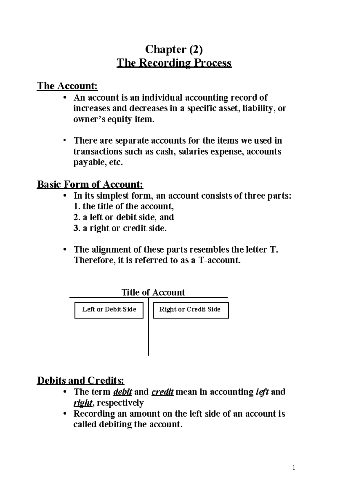 Chapter 2 - Lecture 2 of accounting and financial reporting - Chapter ...