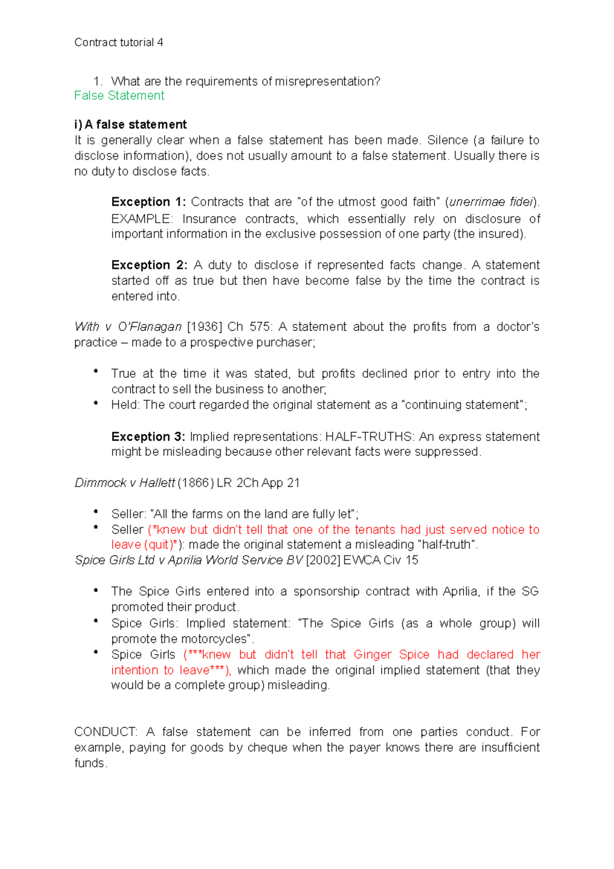 Contract tutorial 4 Answers - Contract tutorial 4 1. What are the requirements of ...
