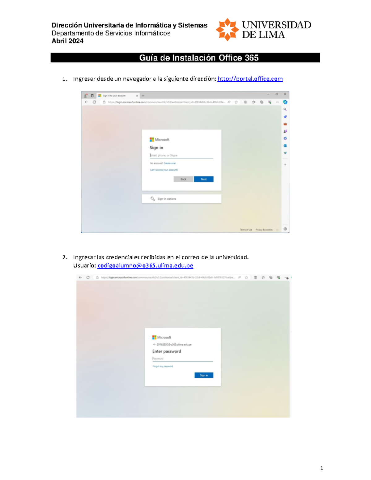 Guia de Uso Office 365 UL v2024 - Departamento de Servicios ...