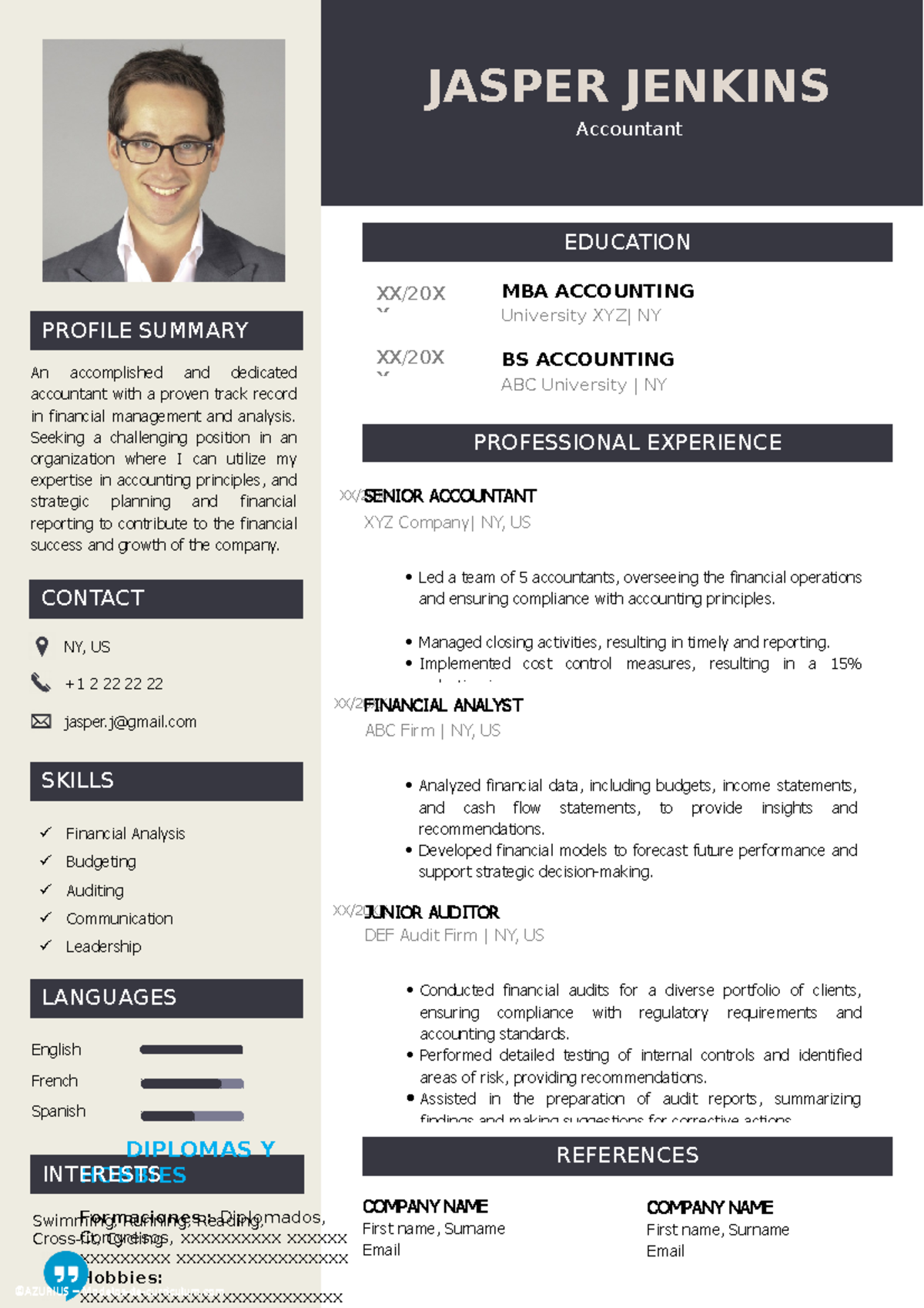 214-accountant-resume - –– –– ––– , and XX/20XX XX/20XX JASPER JENKINS ...