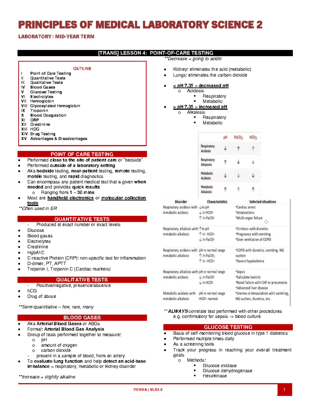 PMLS2 LAB - Point of Care Testing - PRINCIPLES OF MEDICAL LABORATORY ...