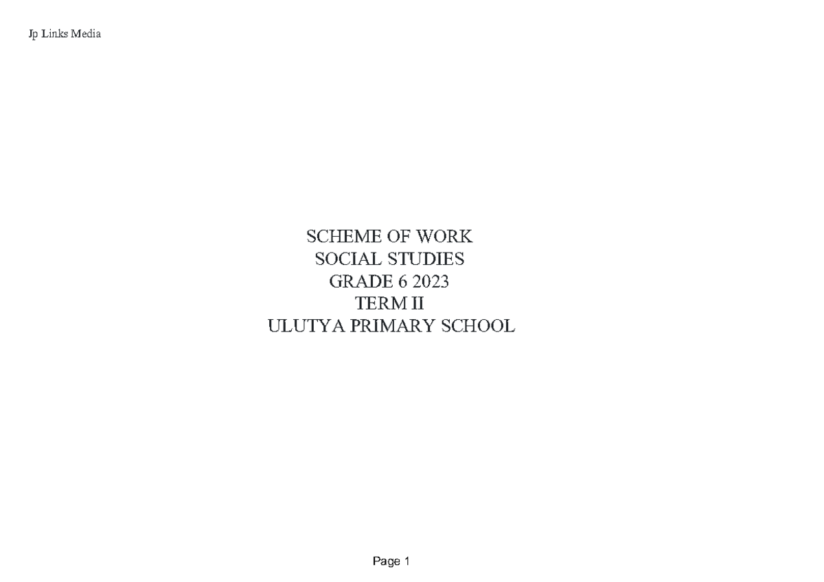 368989 Social Studies Grade 6 Term-II - Jp Links Media SCHEME OF WORK ...